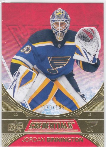2021/22 CREDENTIALS..JORDAN BINNINGTON..RED../199..CARD # 50..COMBINED ...