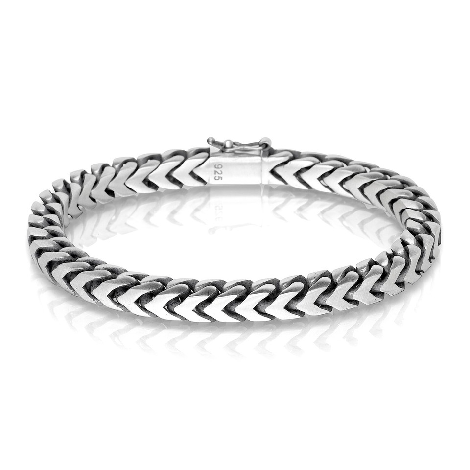 Franco Square Box Link Chain Bracelet, Rhodium Plated .925 Sterling ...