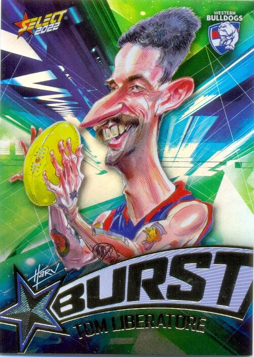 2022 AFL Select Footy Stars Star Burst Ice card SP69 Tom Liberatore ...