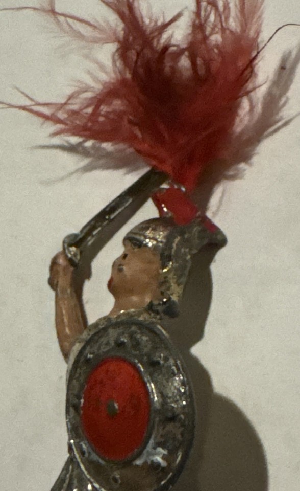 Antique Metal Knight Soldier Tin Figure Rare 1900s Red Shield Sword ...