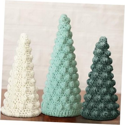 3 Pcs Crochet Christmas Cone Trees Crocheted Christmas Tree Classic ...