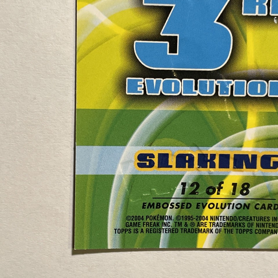 Slaking Topps Pokemon Advanced Challenge Embossed Evolution Die Cut 12 ...
