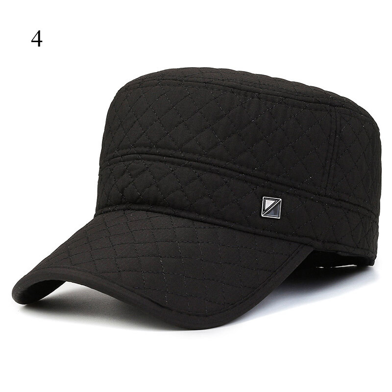 Men's Winter Baseball Cap With Ear Flaps Warm Cotton Snapback Cap Hat ...