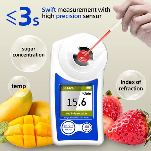 Digital Brix Refractometer Range 0-55% ±0.2% High Precision for Fruits ...