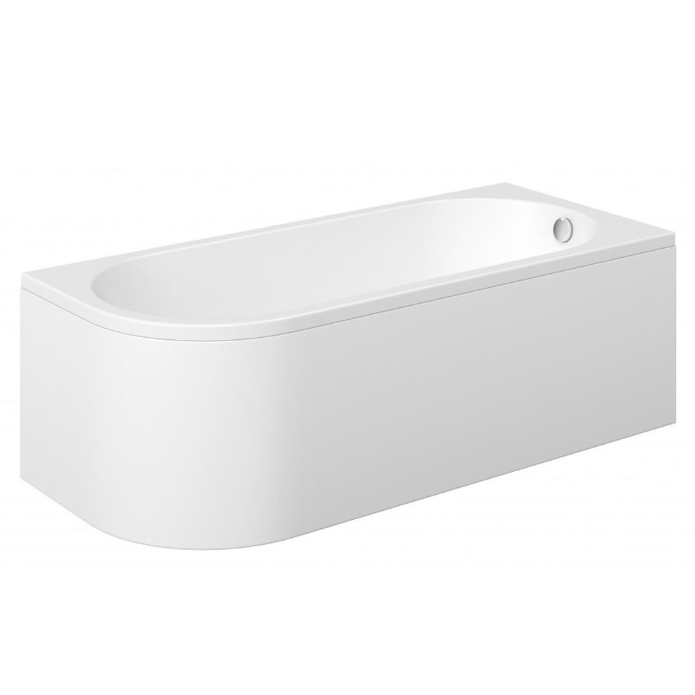 J-Shaped Curved RH LH 1700 x 725mm Single Ended Bath + Curved Panel ...