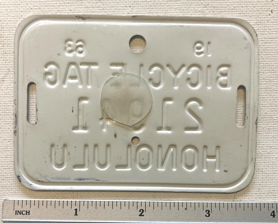 1963 Honolulu (Hawaii) Bicycle License Plate #21941 | eBay