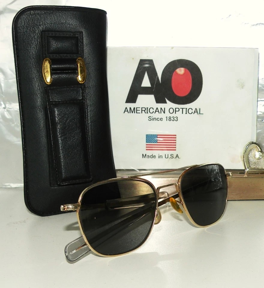 1960s AMERICAN OPTICAL 1/10 12K GF 5 ½ VIETNAM AVIATION SUNGLASSES BOX ...