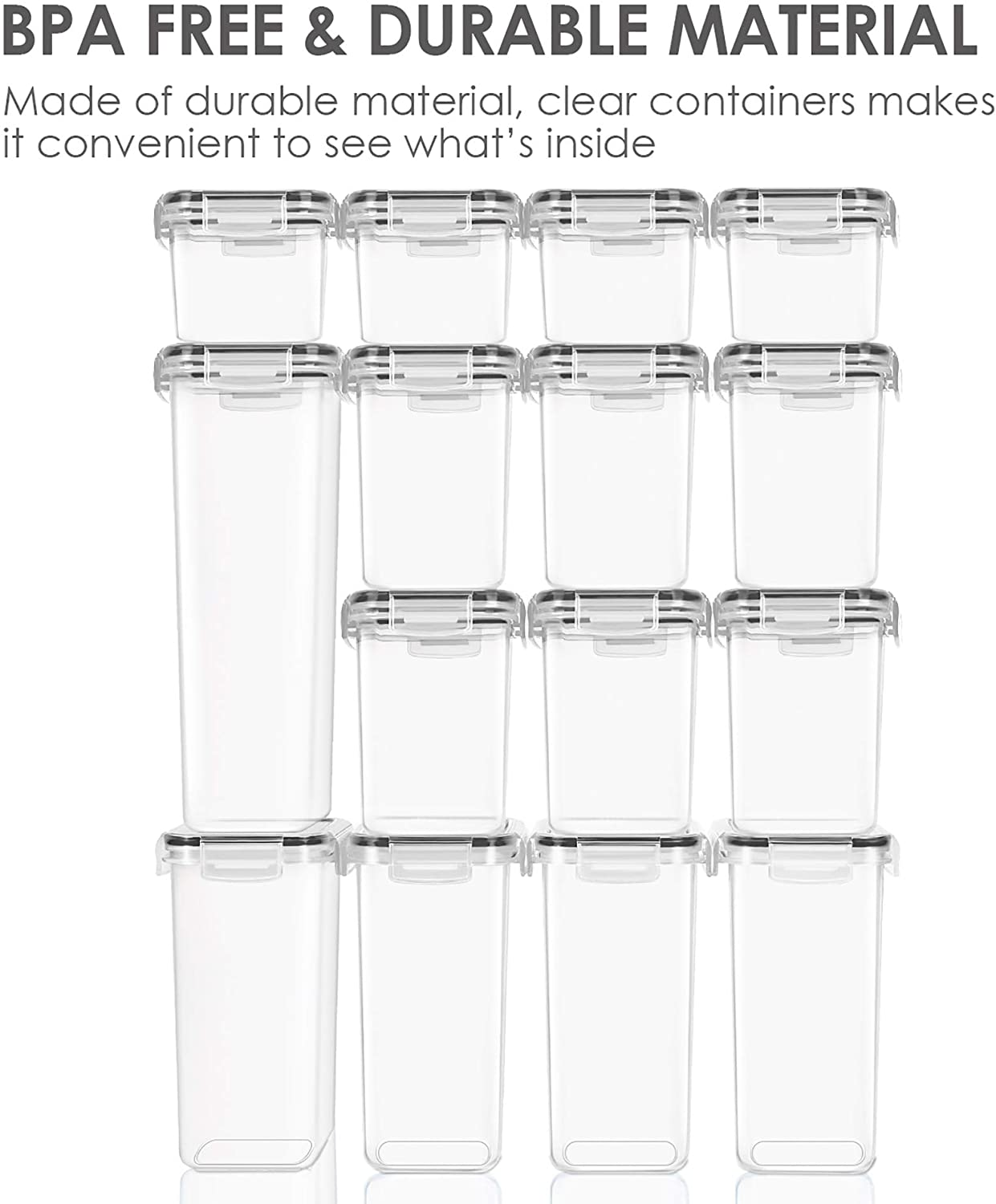 15Pcs Airtight Food Storage Containers, BPA Free Plastic Dry Food ...