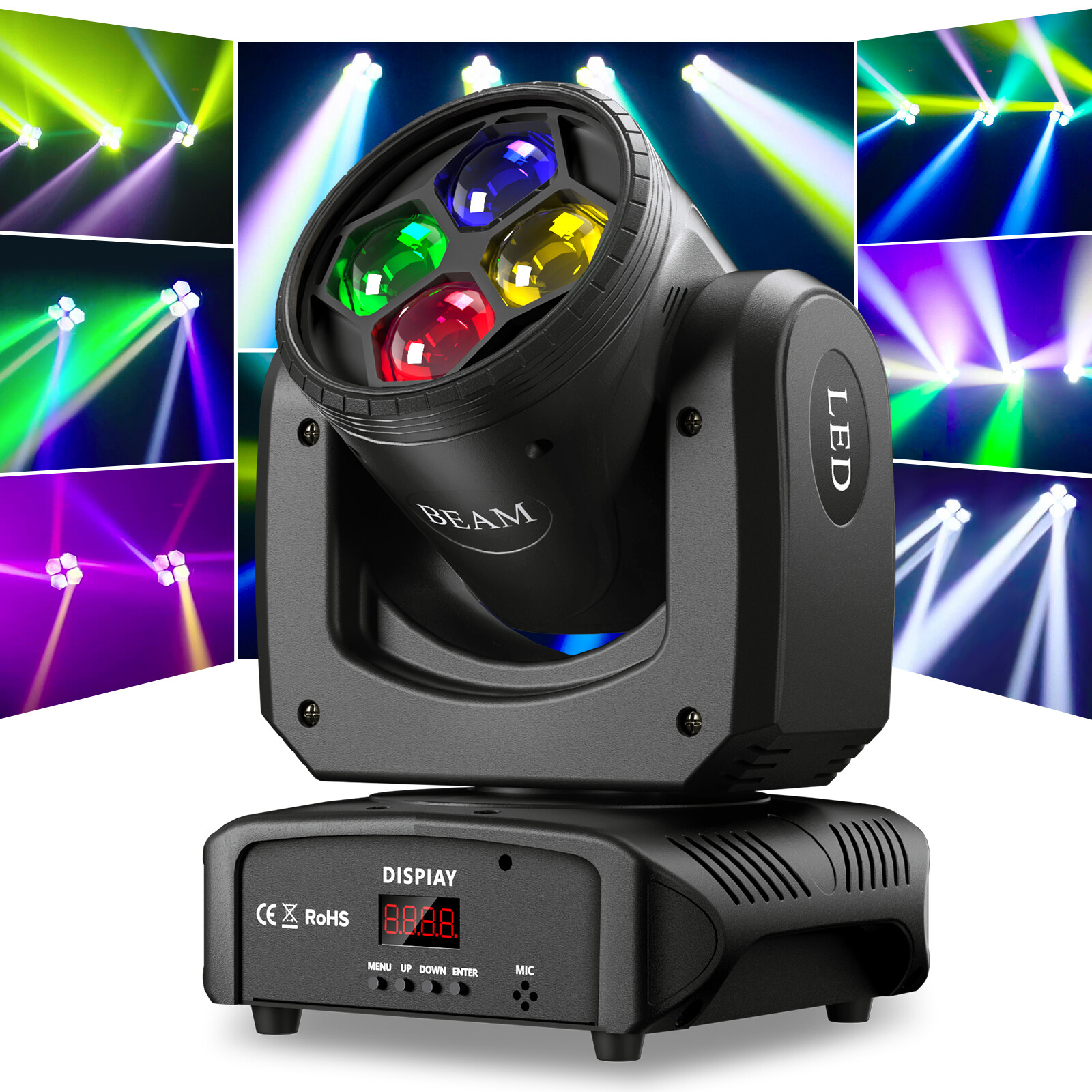 160W RGBW DMX Beam Moving Head Stage Lighting 4LED DJ Disco Party Club ...