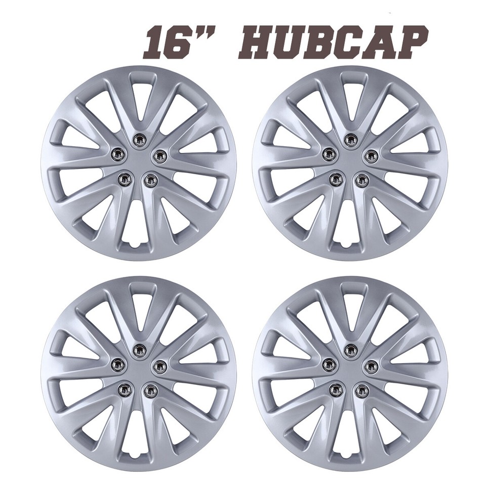 16" Set Of 4 Silver Wheel Covers Full Rim Snap On HubCaps For Car Truck ...