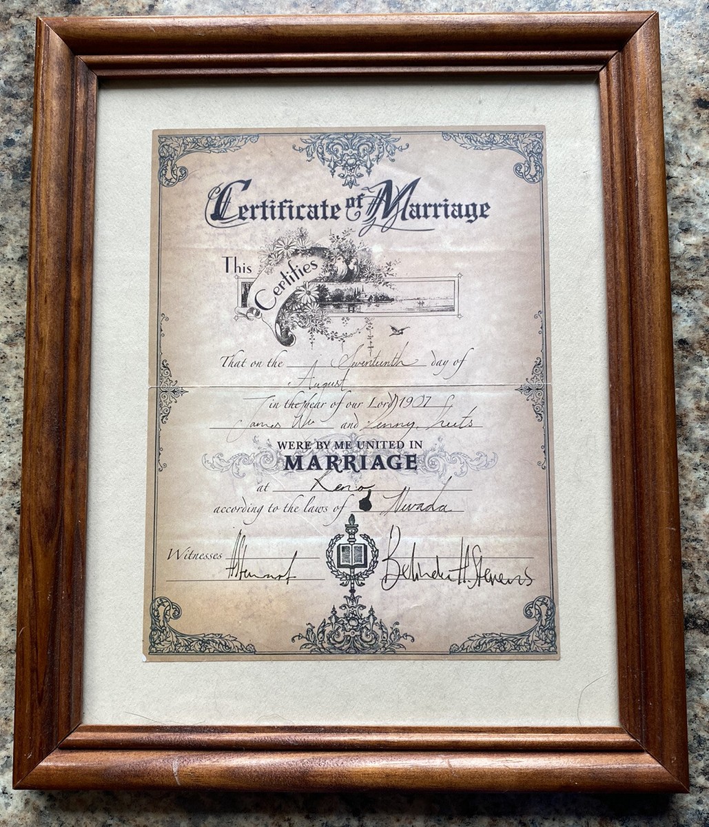 Certificado De Matrimonio De Reno-nevada Reno Nevada Marriage Records