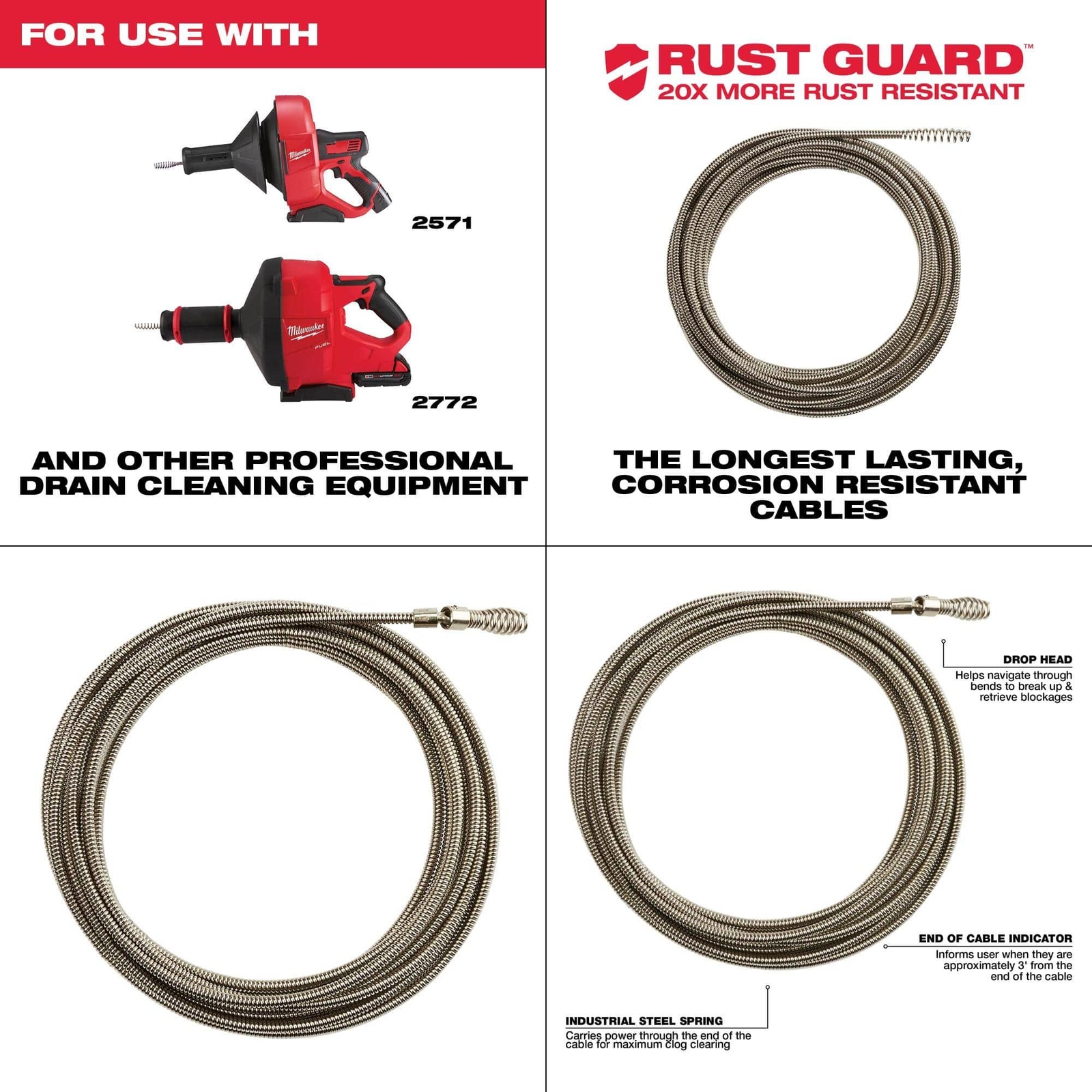 1/4 In. X 25 Ft. Inner Core Drop Head Cable With Rustguard | Guard ...