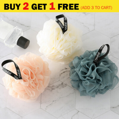 UK Exfoliating Body Puff Soft Bath Shower Wash Scrunchie Buffer Home ...