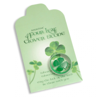 Four Leaf Clover Lucky Stone With a Real Clover Leaf Worry Stone ...