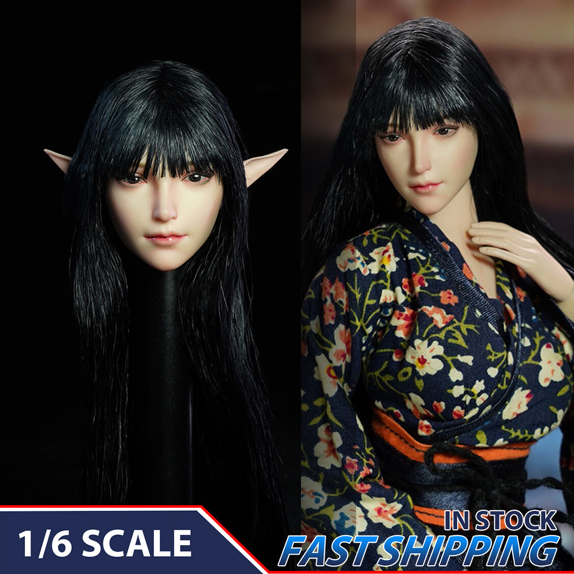 1:6 Female Woman Elf Hair Head Sculpt Fit 12" TBLeague Phicen Toys ...