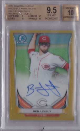 BEN LIVELY 2014 Bowman Chrome RC Gold Refractor Autograph 30/50 BGS 9.5 ...