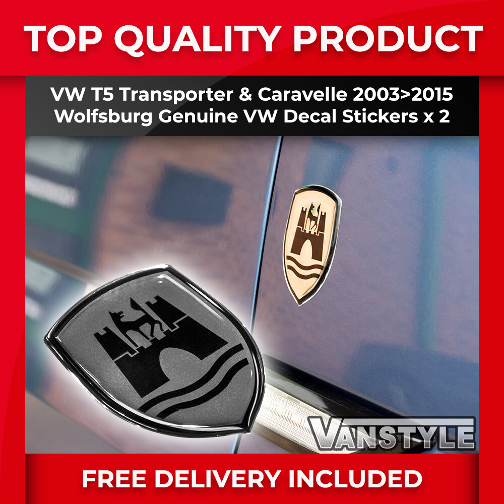 FITS VW T5 CARAVELLE 03>15 GENUINE VW WOLFSBURG LOGO CREST DECAL GEL ...