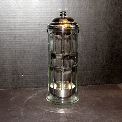 VINTAGE Table Craft Heavy Glass Barber Comb Straw Jar w/Metal Lid | eBay