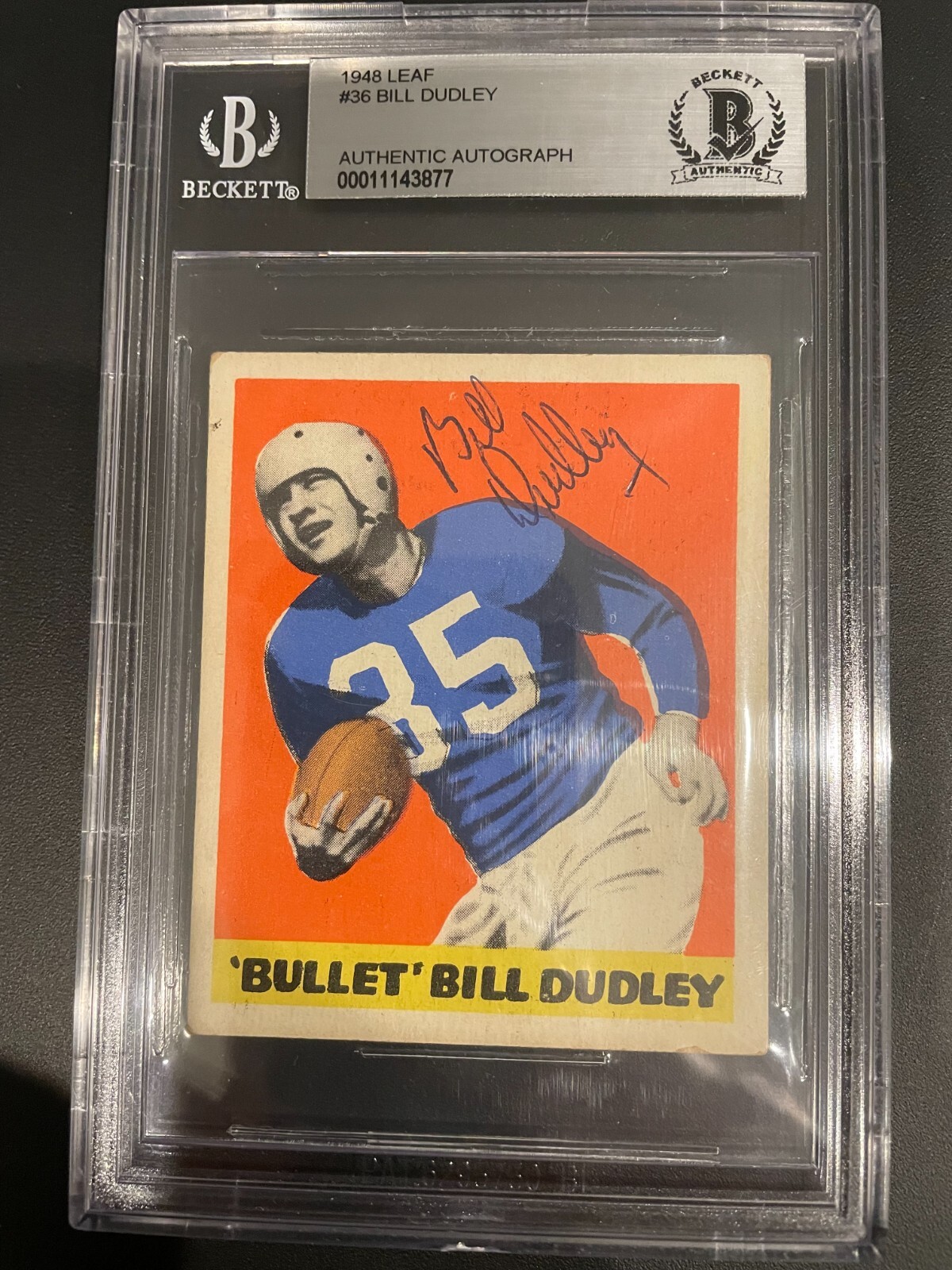 Bill Dudley Signed 1948 Leaf Rookie Card Football Hall of Fame Beckett ...