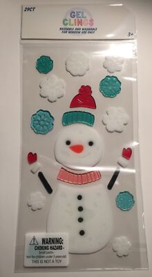 NEW Christmas Winter Frosty Snowman Snowmen window Gel Clings Stickers ...