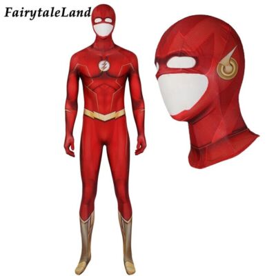 The Flash Season 8 Cos Jumpsuit Bary Allen Cosplay Suit Mask Bodysuit ...