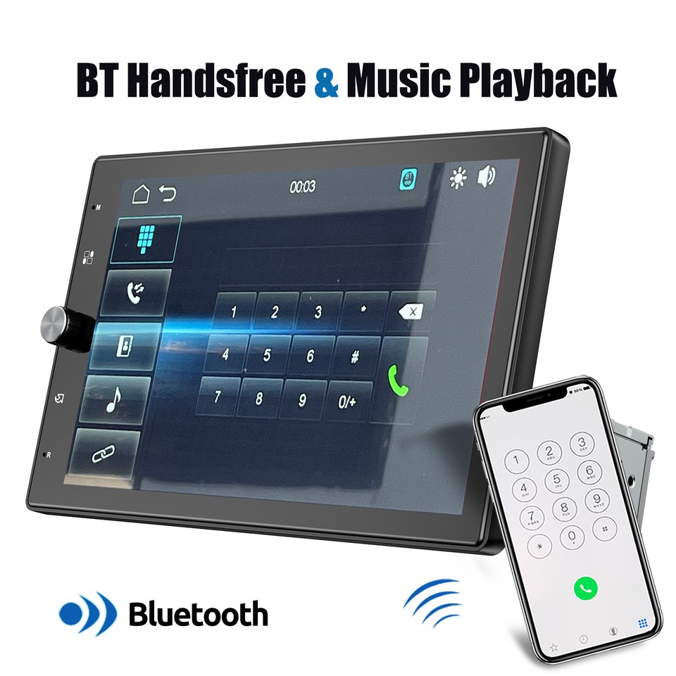 10" Car Stereo Radio Rotatable Single 1 DIN Wireless Apple CarPlay ...