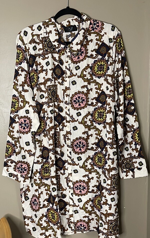 AX Paris Curve Printed Long Sleeve Button Down Shirt Dress Plus Size ...