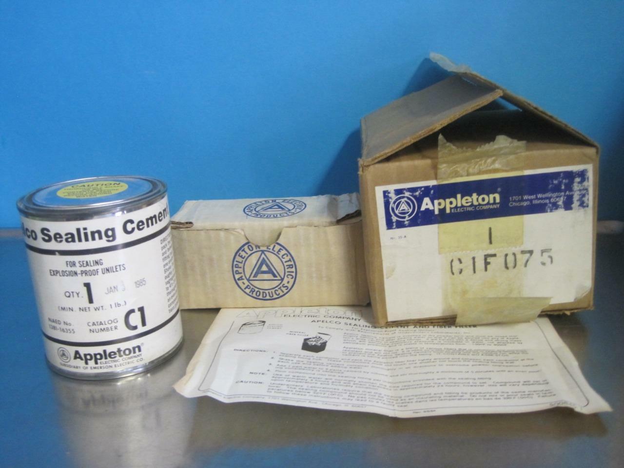 NEW OLD STOCK APPLETON C1F075 SEALING CEMENT & FIBER FILLER C1 1381 ...