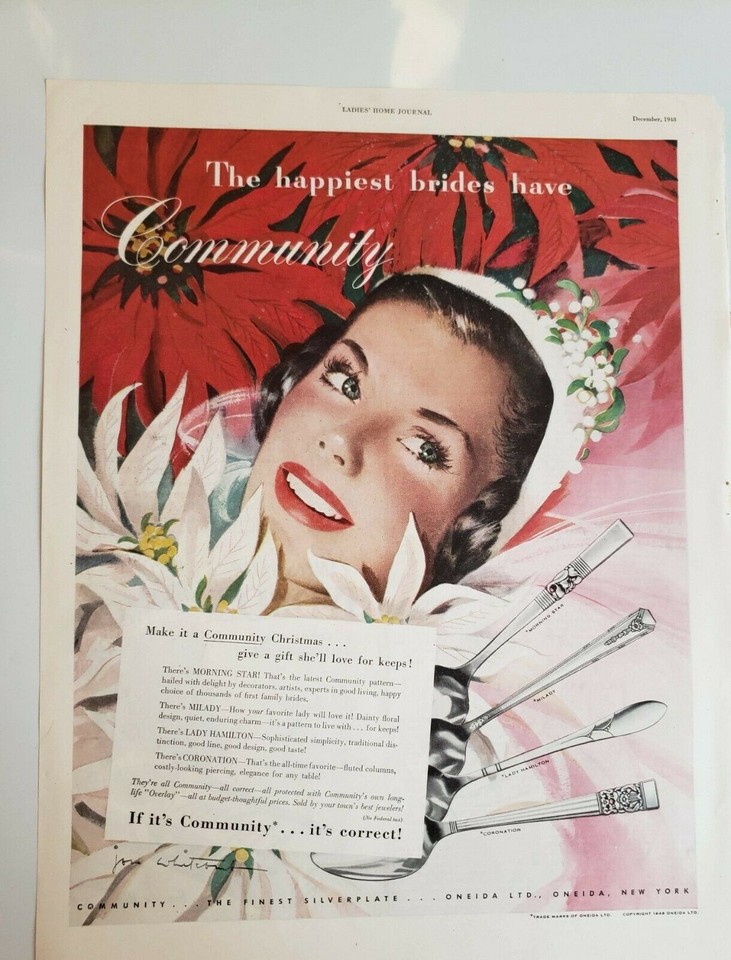 2 Vintage 1948 Community Oneida Print Ads Ephemera Art Decor by Jon ...