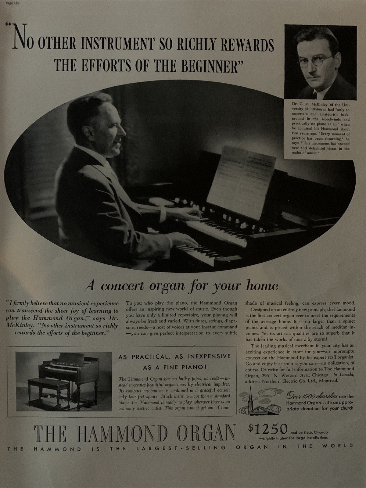 1937 Vintage Hammond Organ print ad. A Concert Organ For Your Home | eBay