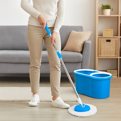Blue Turbo Spin Mop Durable Compact Deep Cleaning Lightweight Rotating ...