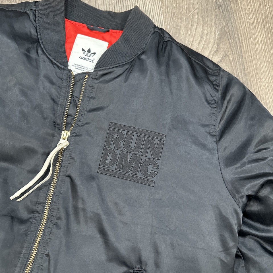 Adidas Originals x Run DMC Bomber Jacket Black Red Lining Men's Size ...