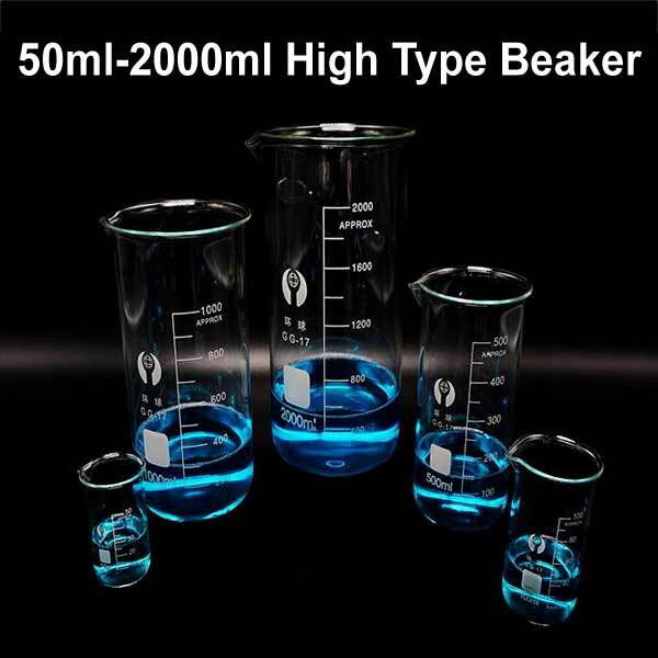5ml - 3000ml Laboratory Borosilicate Glass Beakers High Chemistry ...