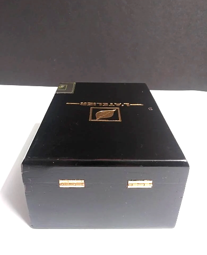 L'Atelier Empty Black Lacquered Wood Cigar Box for Crafting, Wedding ...