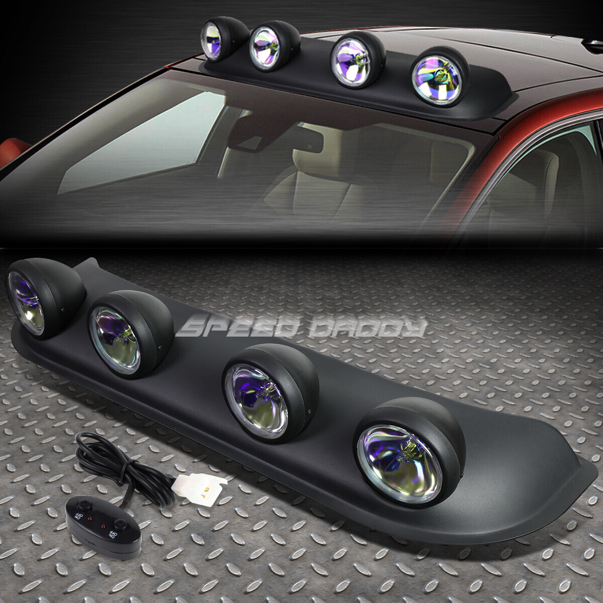 UNIVERSAL 4X4 BLACK FRAME NEO CLEAR LENS OFF-ROAD ROOF MOUNTED RALLY ...