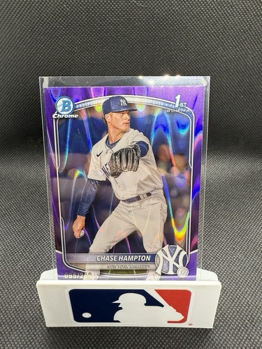 2025 Bowman Baseball Chase Hampton 1st Bowman Purple Lava Refractor 95/ ...
