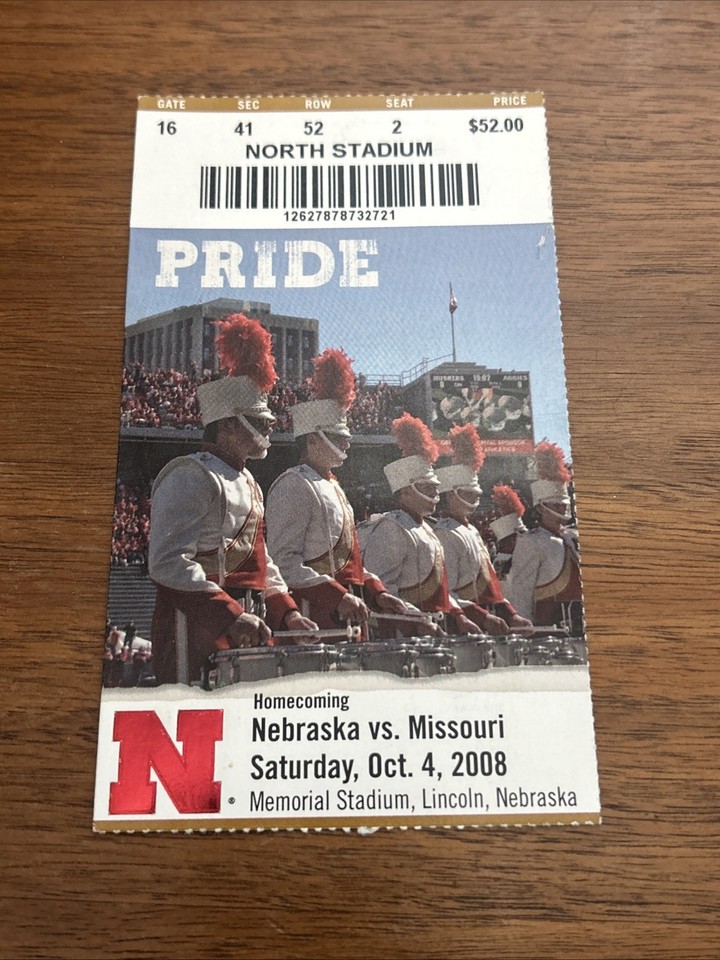 2008 Missouri Tigers at Nebraska Cornhuskers Ticket 10/4 Football ...