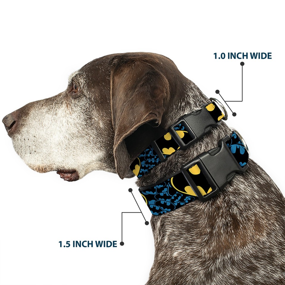 Plastic Clip Collar Bat Signals Stacked w/CLOSE-UP Blue/Black/Yellow ...