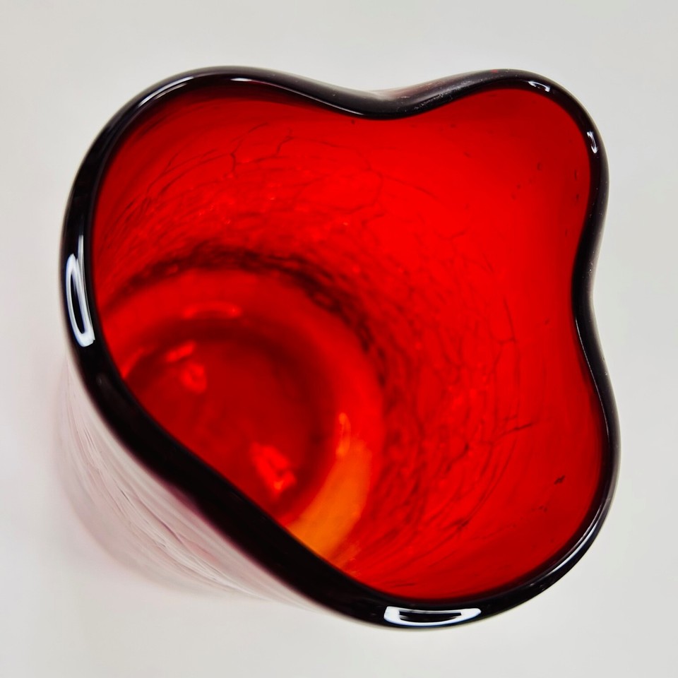 Kanawha Art Glass Ruby Crackle Martini Pitcher Mid Century Design | eBay