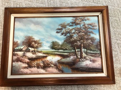 Original C. Inness ,Large landscape painting, Clara Inness Framed 33” x ...