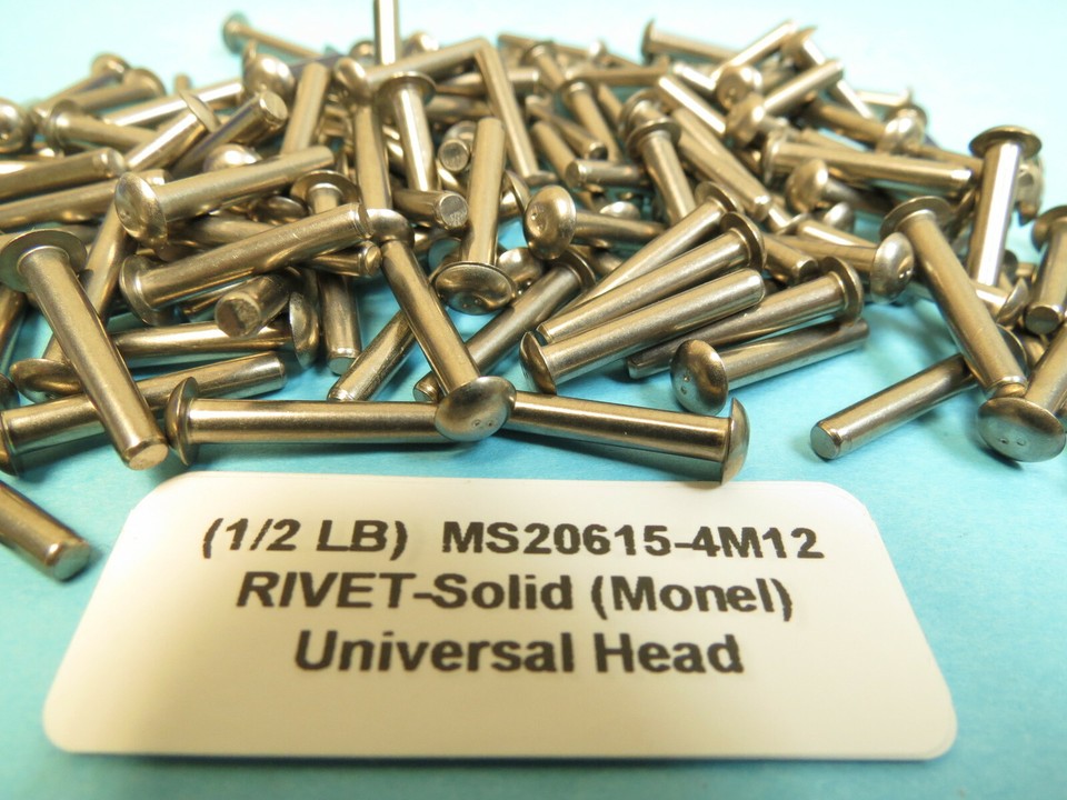 MS20615-4M12 MONEL Solid Rivet Universal Head Aircraft Aerospace Lot ...