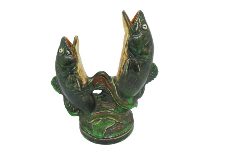 Weller Pottery Coppertone Double Fish Vase | eBay