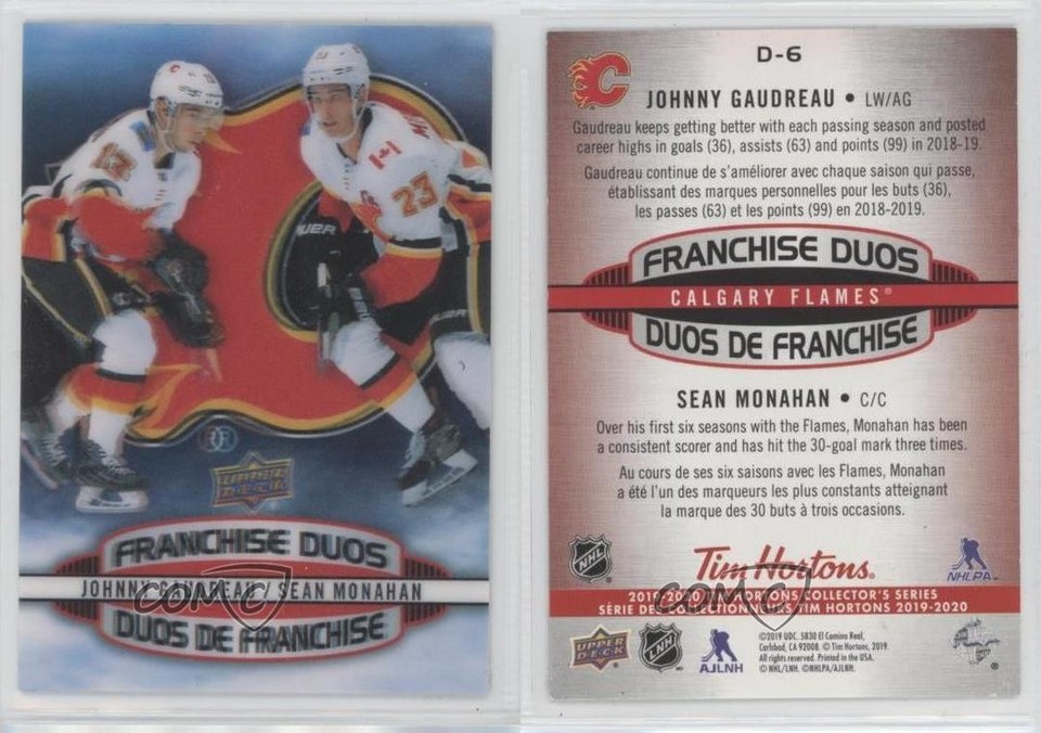 2019 Upper Deck Tim Hortons Collector's Series Johnny Gaudreau Sean ...