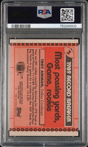 1990 Topps Troy Aikman Disclaimer Back #3 PSA 9 Mint HOF Dallas Cowboys ...