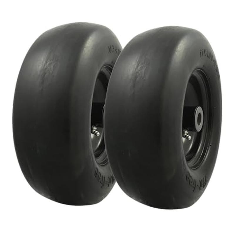 11x4.00-5 Flat Free Tire & Wheel Assembly Zero Turn Mower 2 Pack Smooth ...