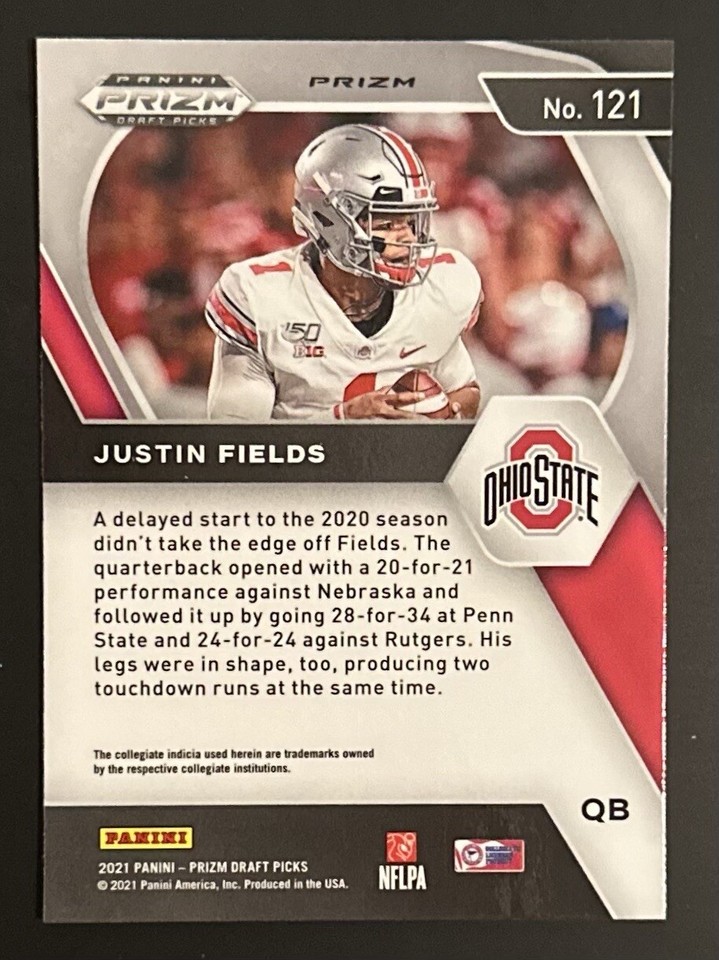 2021 Panini Prizm Draft Picks Justin Fields Red Ice #121 RC | eBay
