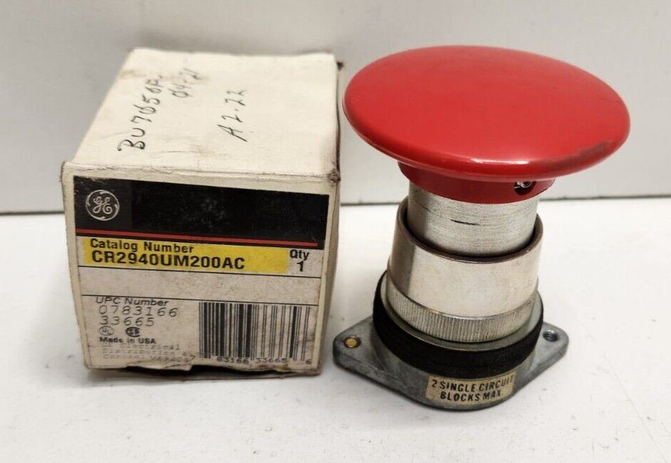NEW OLD STOCK! GE GENERAL ELECTRIC RED MUSHROOM PUSH PULL SWITCH ...