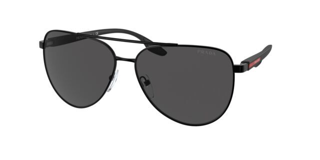 PRADA Linea Rossa PS 52WS 1BO06F Men's Round Sunglasses - Black/Gray ...