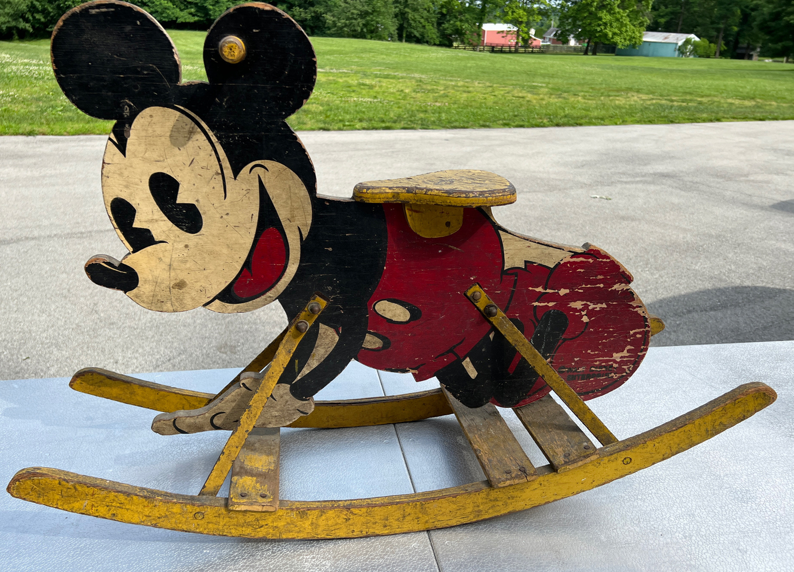 Antique 1930s Disney Enterprises MICKEY MOUSE Rocker Toy Mengel ...