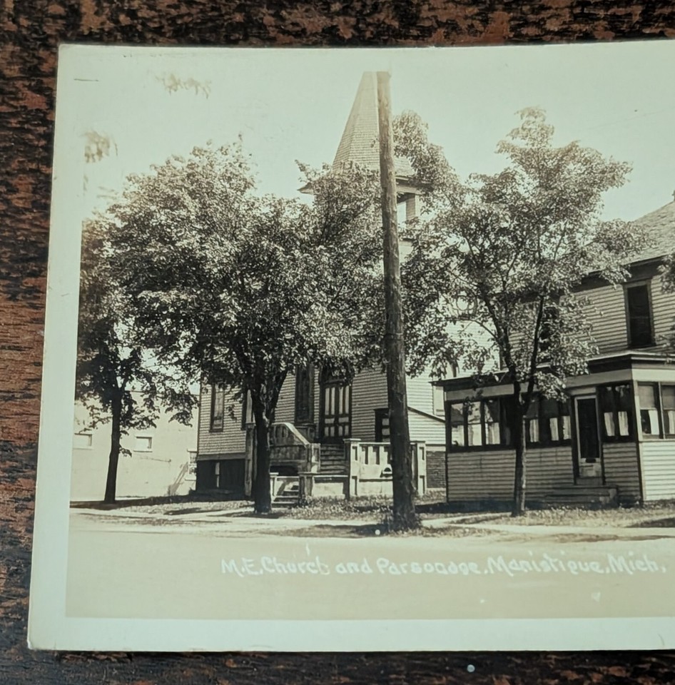 RPPC PHOTO METHODIST CHURCH-PARSONAGE-MANISTIQUE, MICHIGAN-DOPS 1925-42 ...